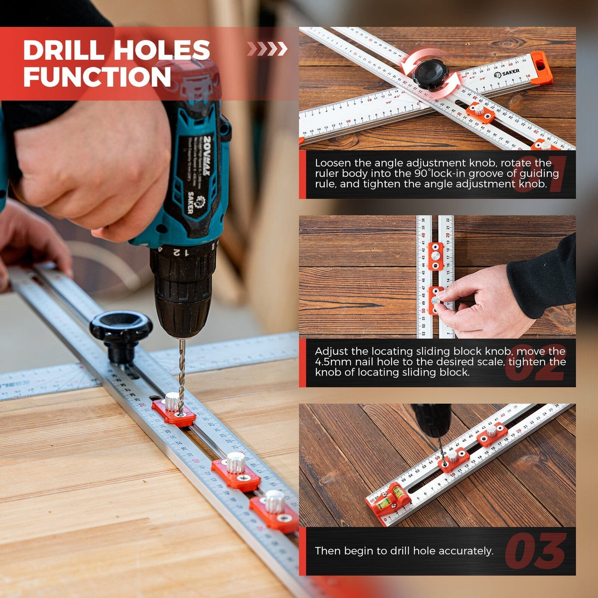 4 in 1 Drilling Positioning Ruler – gohomie